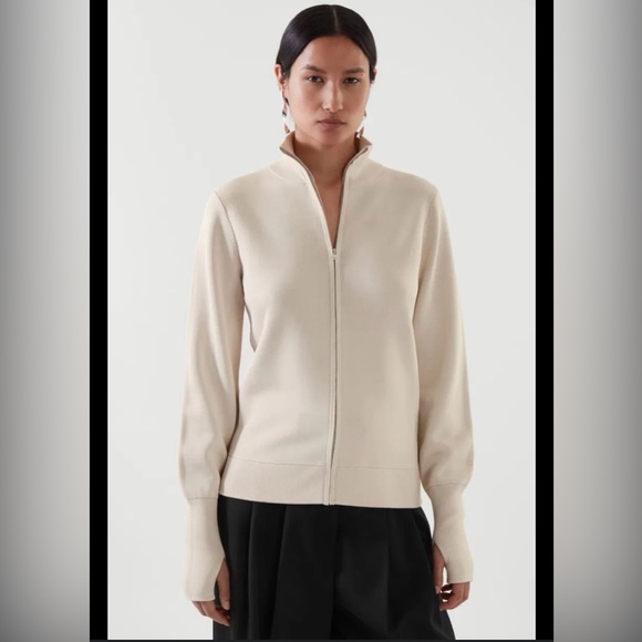 COS | Jackets & Coats | Nwt Cos Zip Up Knitted Jacket In Cream | Poshmark